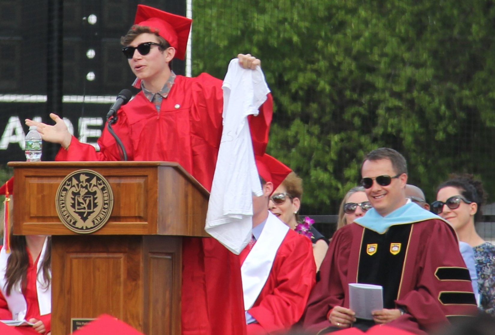 A big "T-H-U-M's Up" to Wellesley High student speaker Matt Haverty ...